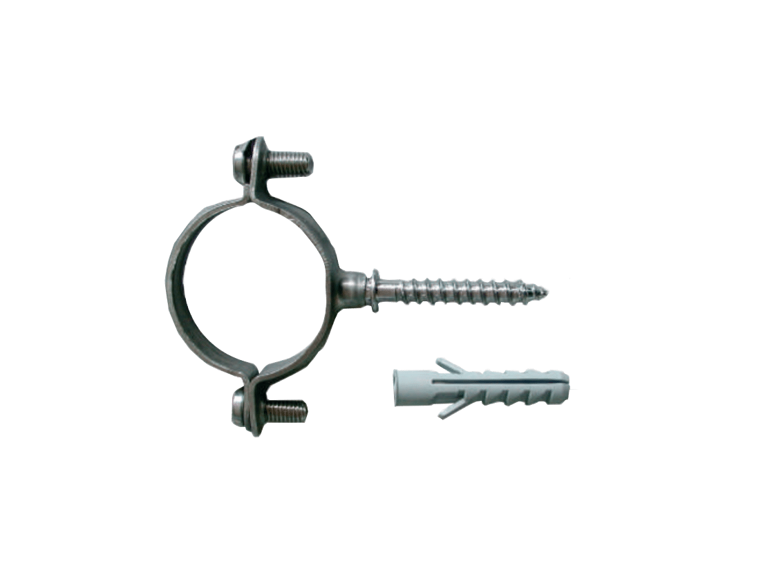 CH4 - Light pipe clamp with hanger bolt and anchor - AISI 304 - Corh
